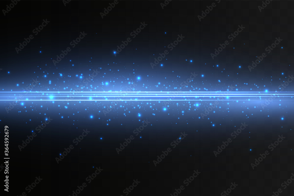 Abstract blue laser beam. Transparent isolated on black background ...