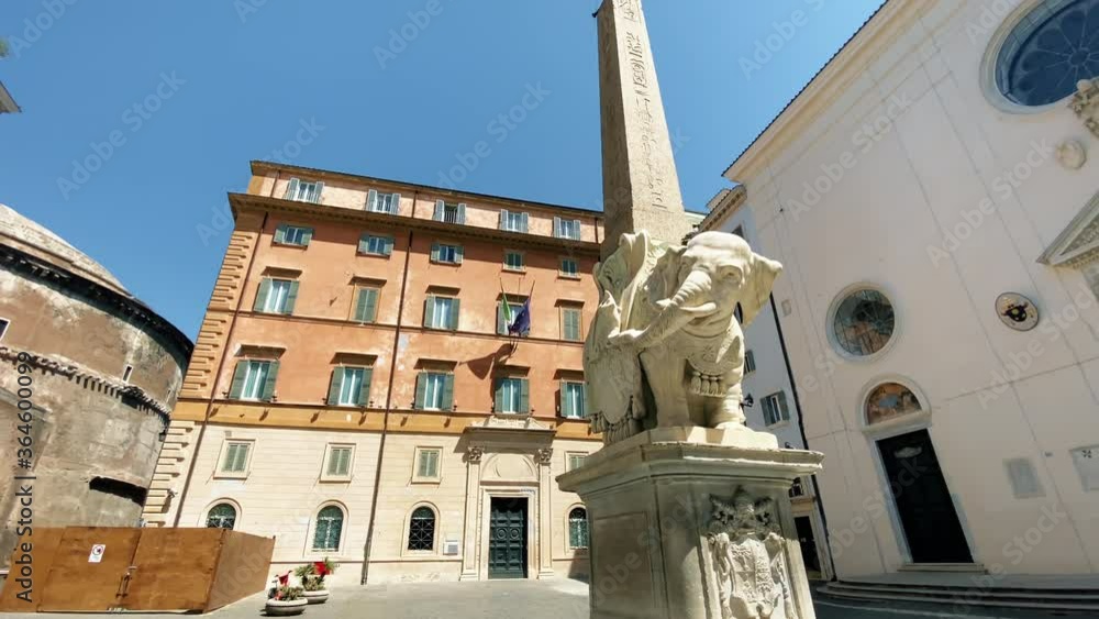 Elephant and Obelisk statue in Rome. The elephant statue with an ...