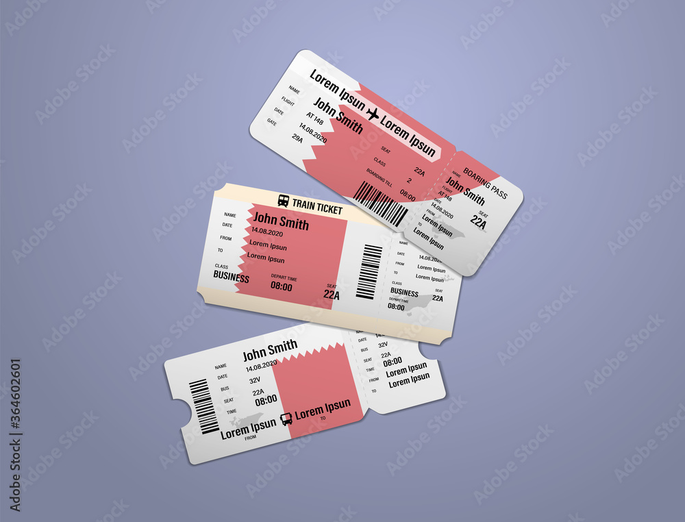 Modern design of Bahrain airline, bus and train travel boarding pass ...
