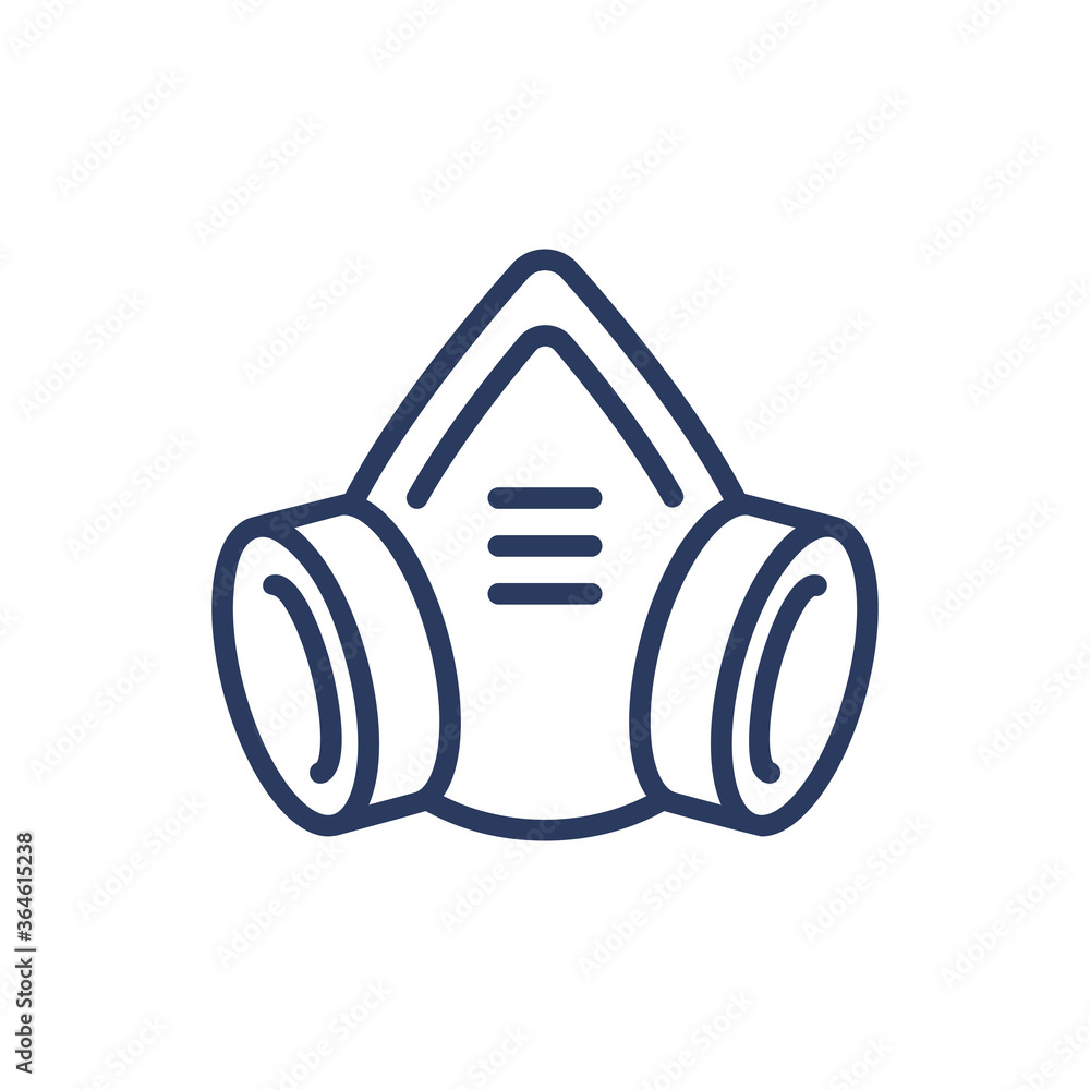 Half-face respirator thin line icon. Facepiece, mouth, nose isolated ...