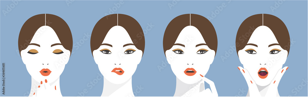 Expression of the woman. various women poses set. Vector image of a set ...