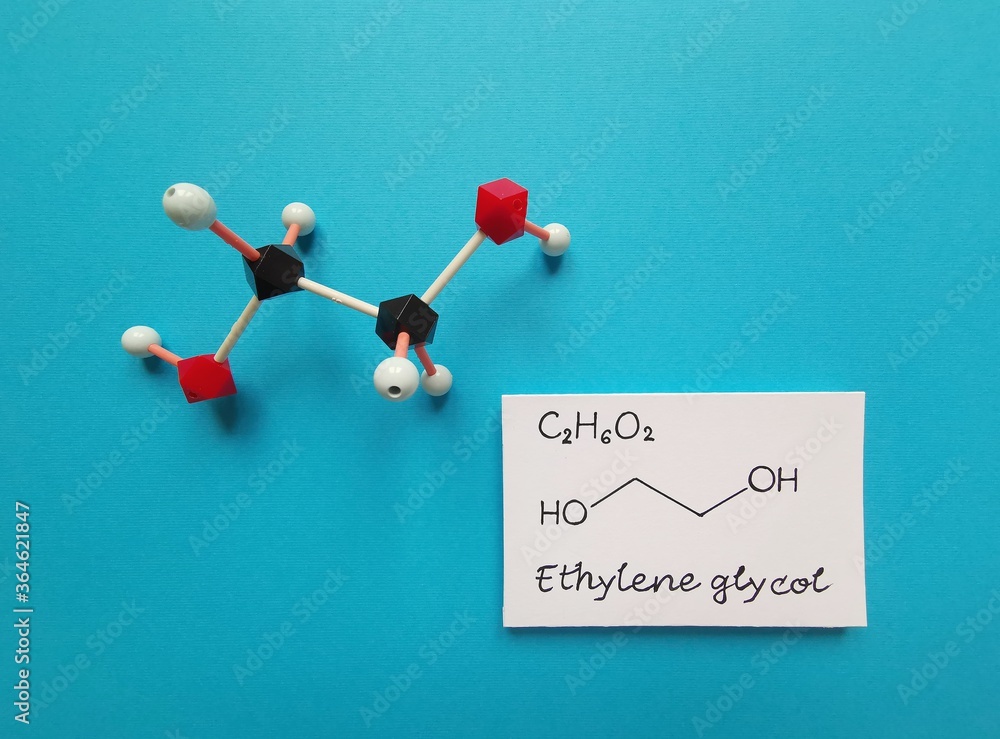 Molecular structure model and structural chemical formula of ethylene ...