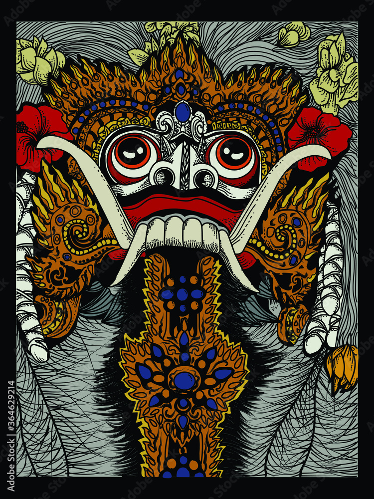 artwork illustration and ts-shirt design rangda barong bali traditional ...