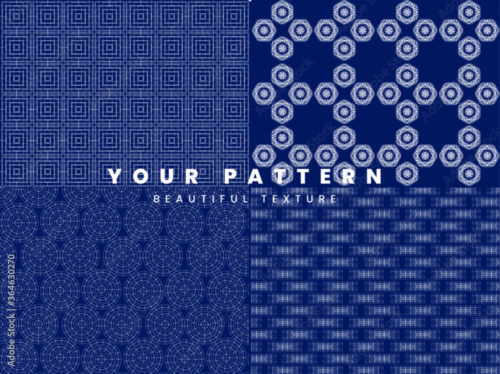 pattern and texture on blue bg, Ten Vector Seamless Organic Rounded ...