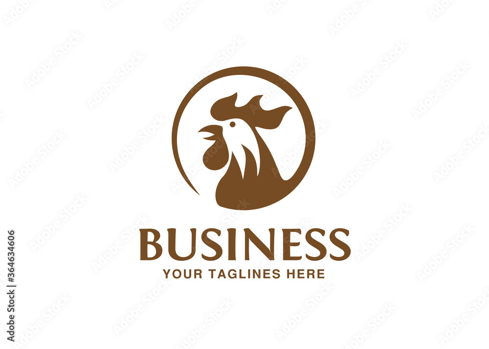 circle roosters logo concept, Chicken heads with circle logo vector ...