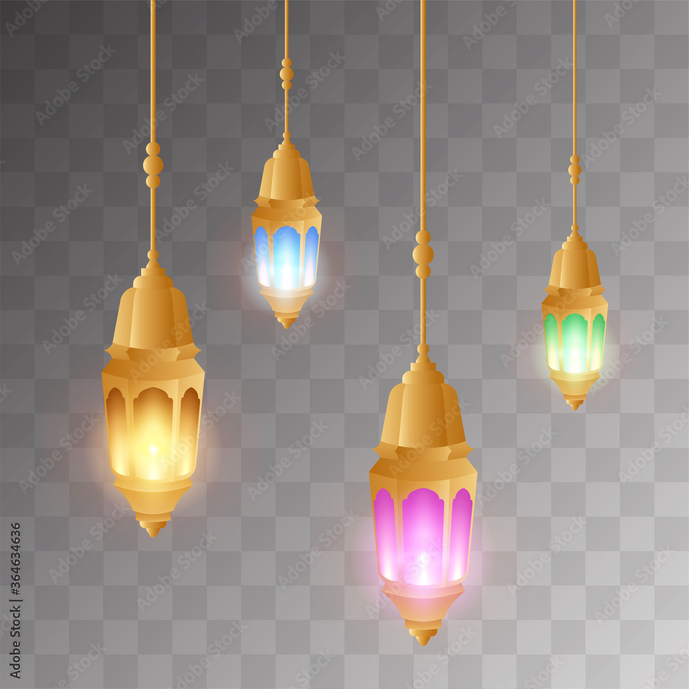 Islamic lanterns with variant colors, with vectors without backgrounds ...