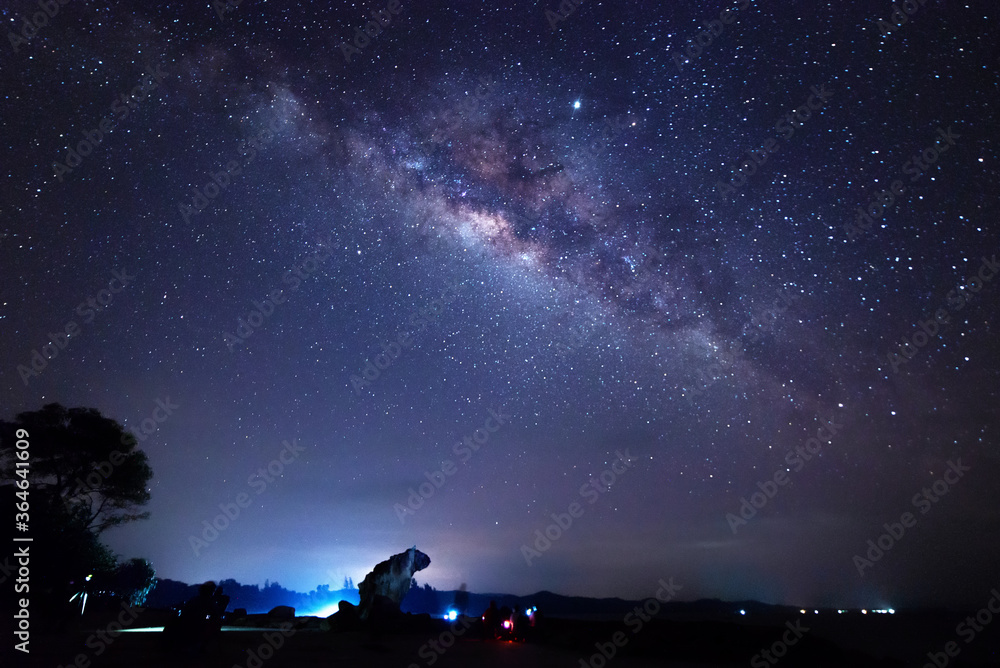 Beautiful nightscape with Starry night and Milky Way Galaxy rising in ...
