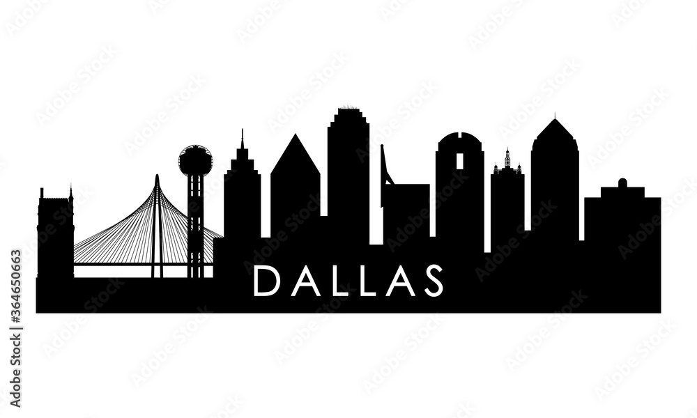 Dallas skyline silhouette. Black Dallas city design isolated on white ...