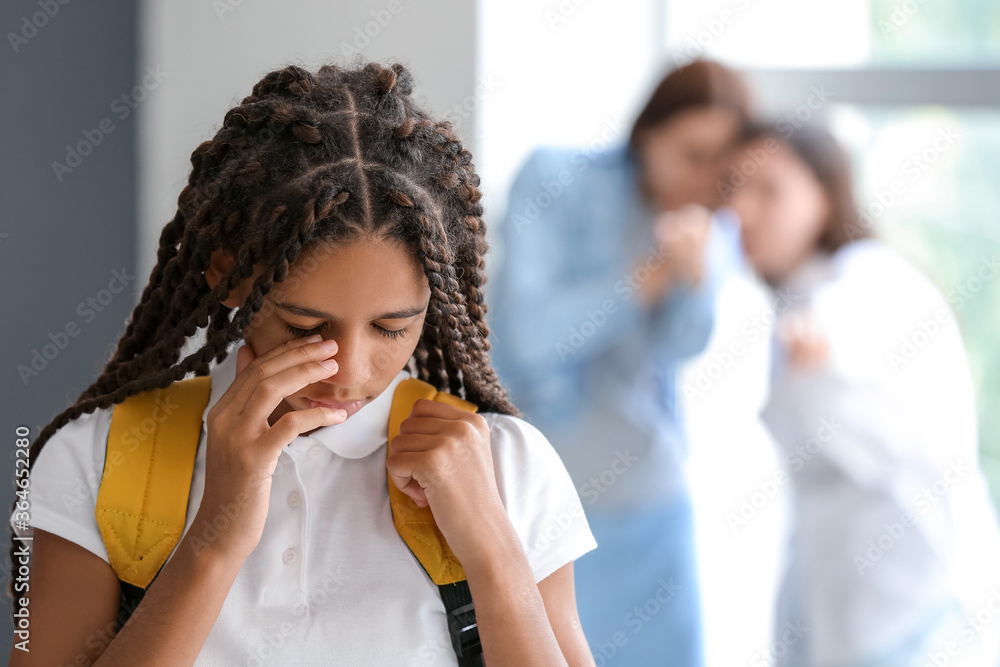 Pupils bullying African-American girl at school. Stop racism Stock ...