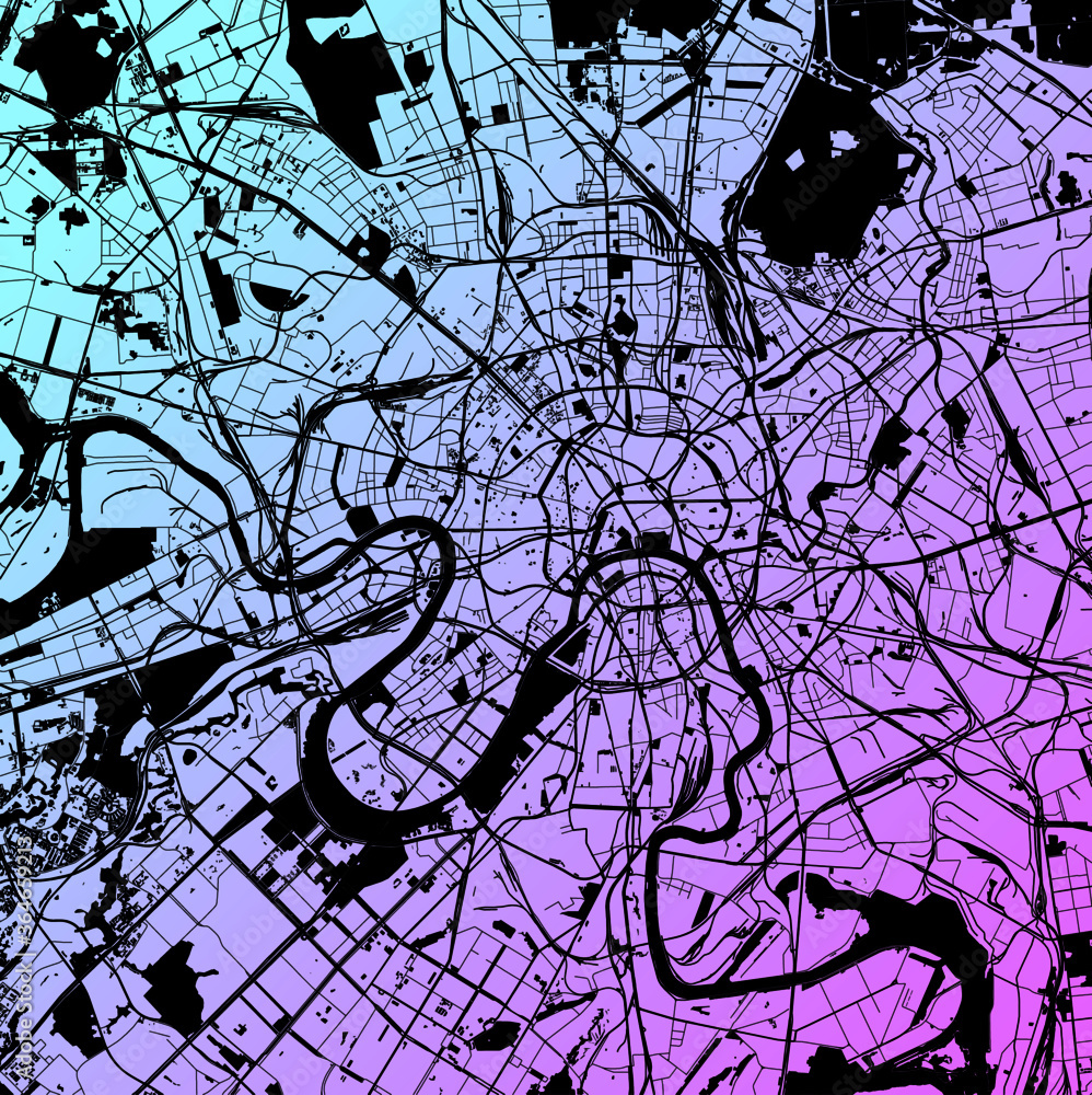 Moscow, Russia — urban vector city map of capital city with the Garden ...