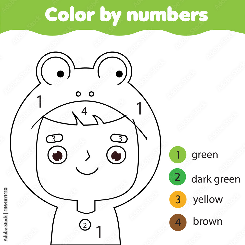 Coloring page for kids. Educational children game. Color by numbers ...
