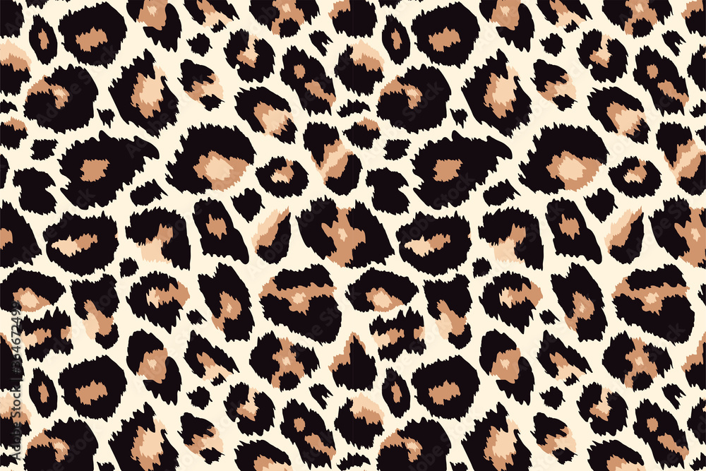 Trendy leopard pattern background. Hand drawn fashionable wild animal ...