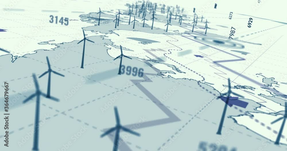 Wind electric turbine. Ecological power production, renewable green ...