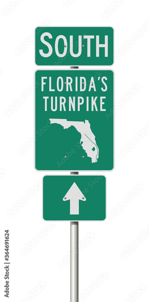 Vector illustration of the Florida's Turnpike green road signs on ...