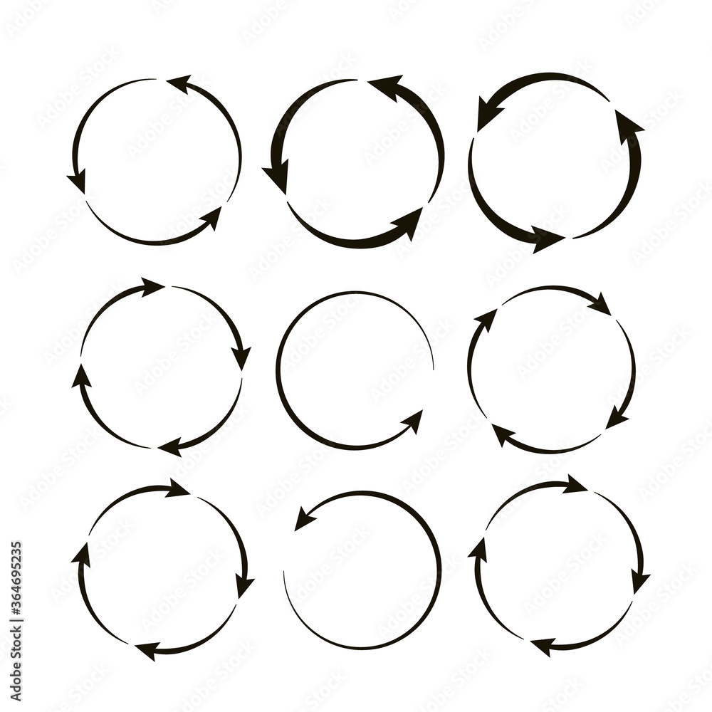 Circle arrow icon. Circled cursor web recycling progress buttons Stock ...