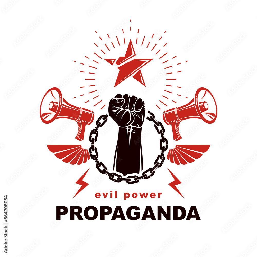 Vector emblem composed with muscular raised clenched fist surrounded ...