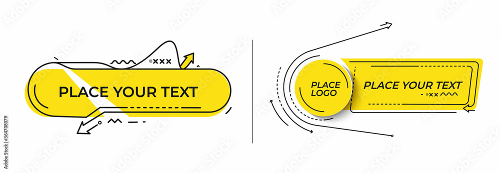 Set of Flat linear promotion geometric shapes banner, scroll, sticker ...