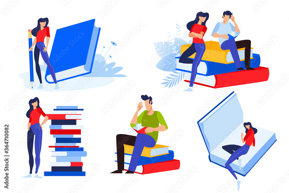 Education. Vector illustrations of people with books. Concepts for ...