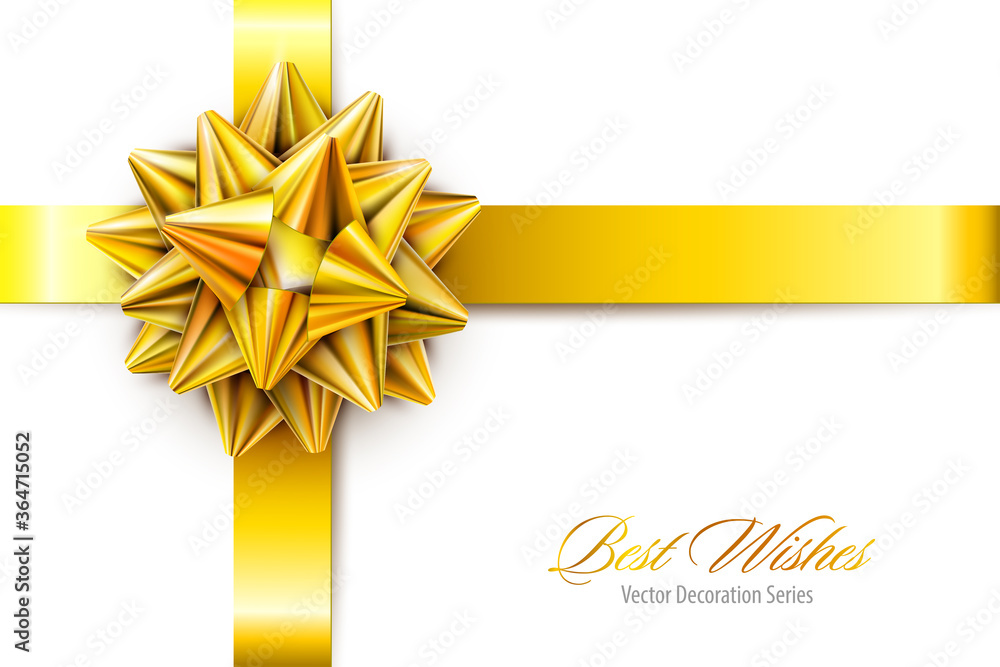 Vector Gold Realistic Bow with Ribbons Isolated on Transparent ...