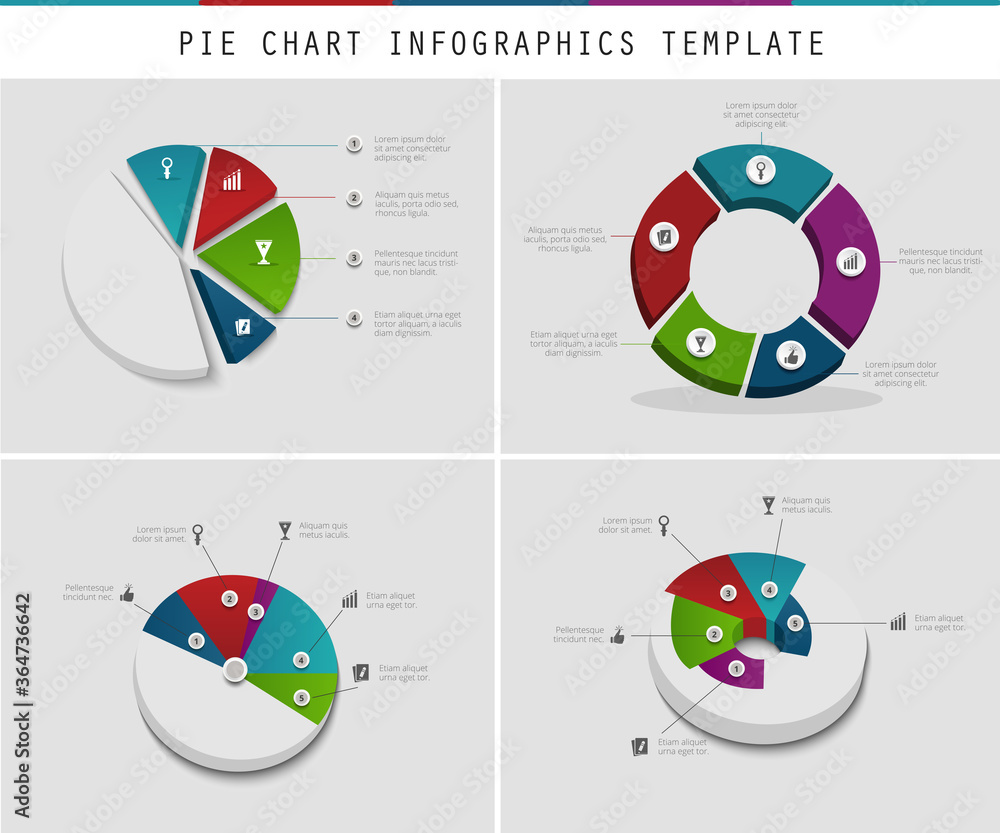 Pie chart infographic design set - Vector Illustration Stock Vector ...