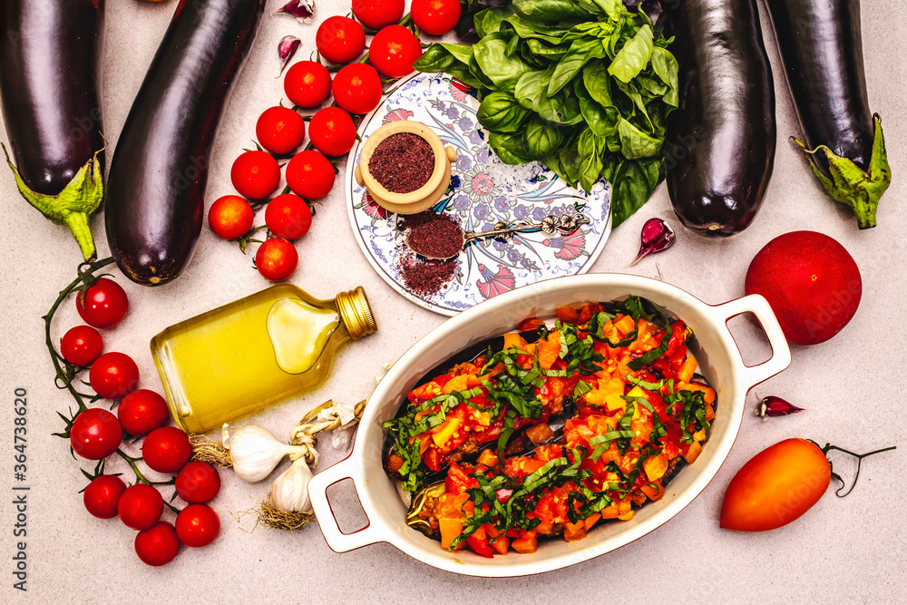 Imam Bayildi traditional Turkish famous food from stuffed eggplants ...