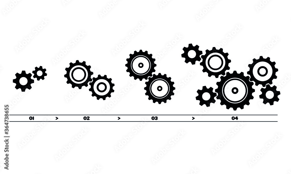 Settings with black gear icons with different tool combination types ...