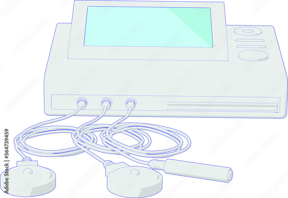 ECG EKG Electrocardiogram Medical Device Machine Perspective Angle ...