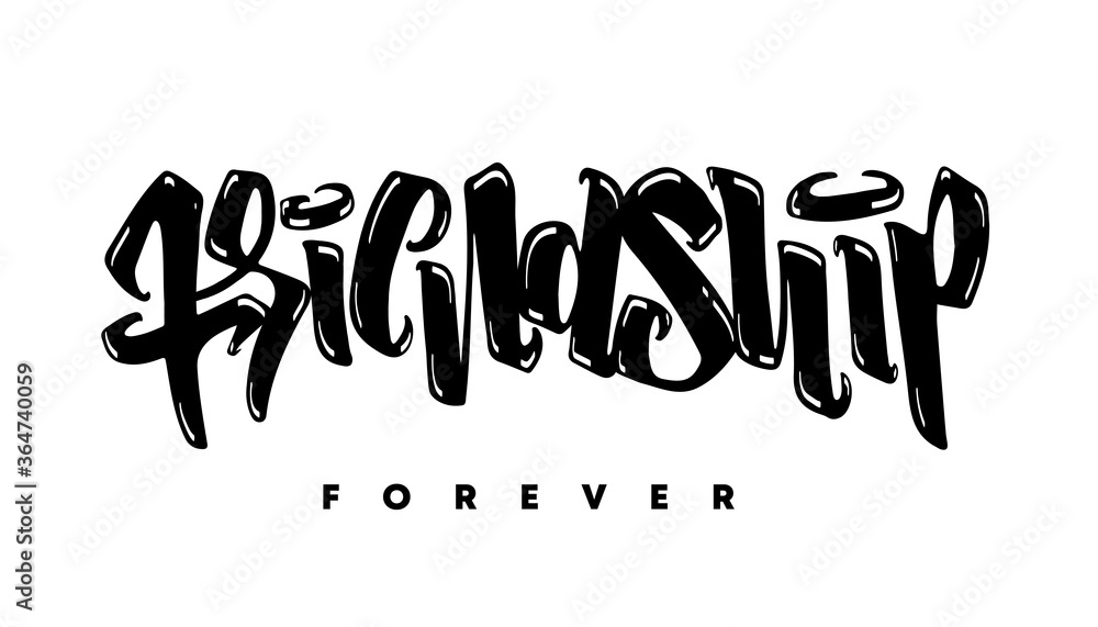 Happy Friendship Day hand drawn lettering. Colorful Design for ...