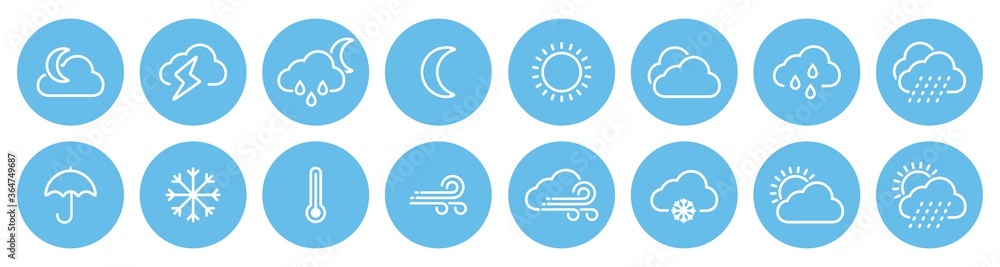 Weather icons set, Weather isolated on a white background. Clouds logo ...