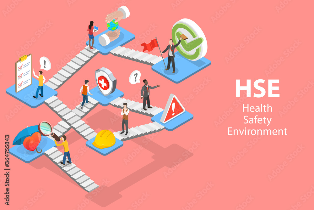 3D Isometric Flat Vector Concept of HSE, Practical Aspects of ...