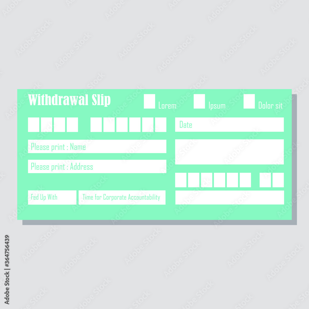 withdrawal bank payment paper slip with text space to add your identity ...