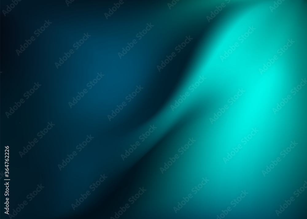 Abstract dark teal background with light wave. Blurred turquoise water ...