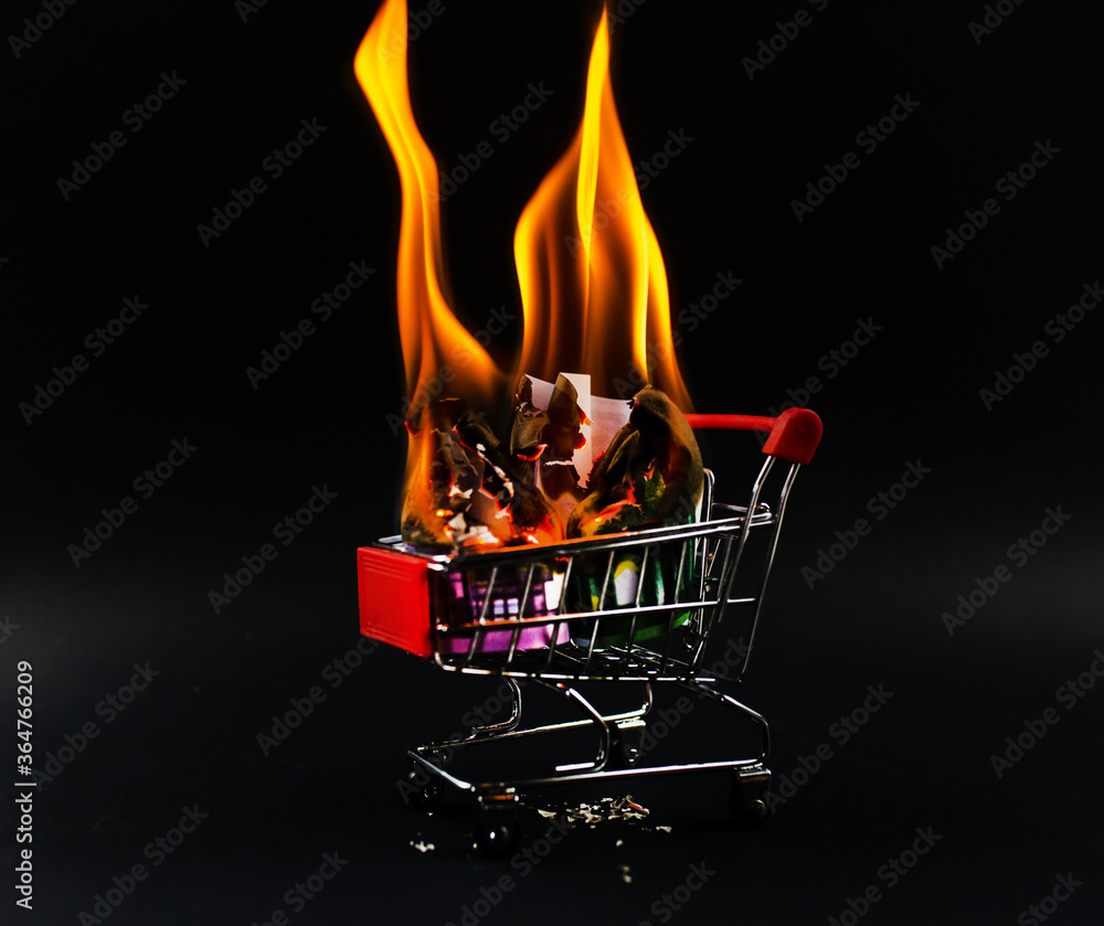 Euro notes burn in a trolley on a black background Stock Photo | Adobe ...