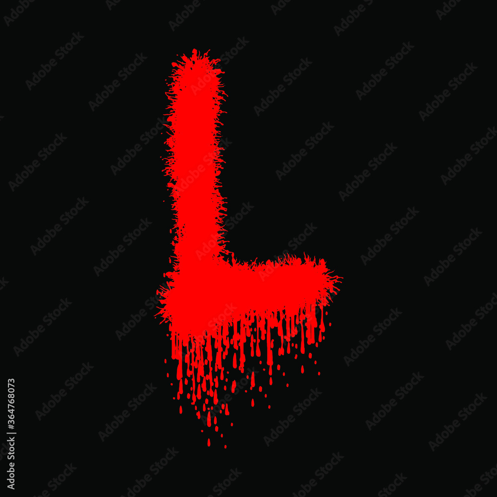 Metal music band's font.Red letter with bloodlines on black background ...