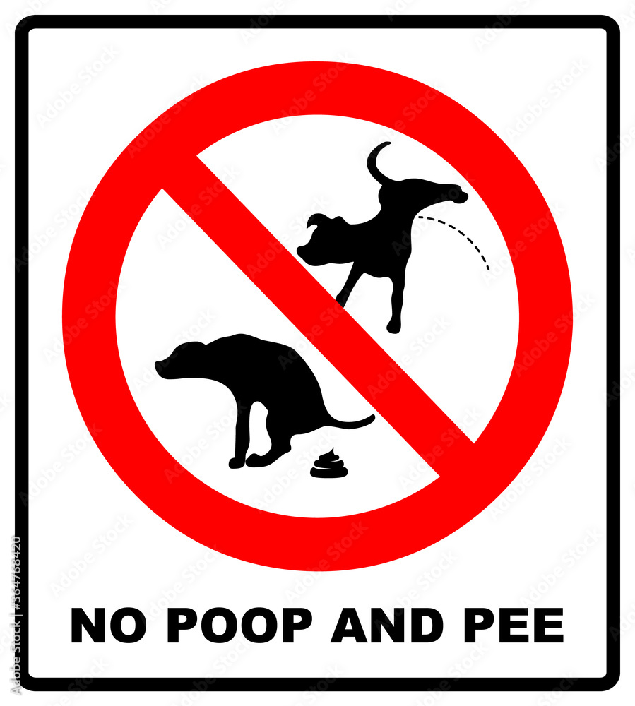 Warning forbidden sign no dog peeing and pooping. Vector illustration ...
