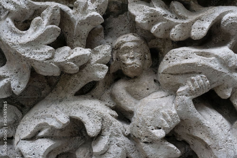 Elements of architectural decorations of buildings. Old stucco work ...