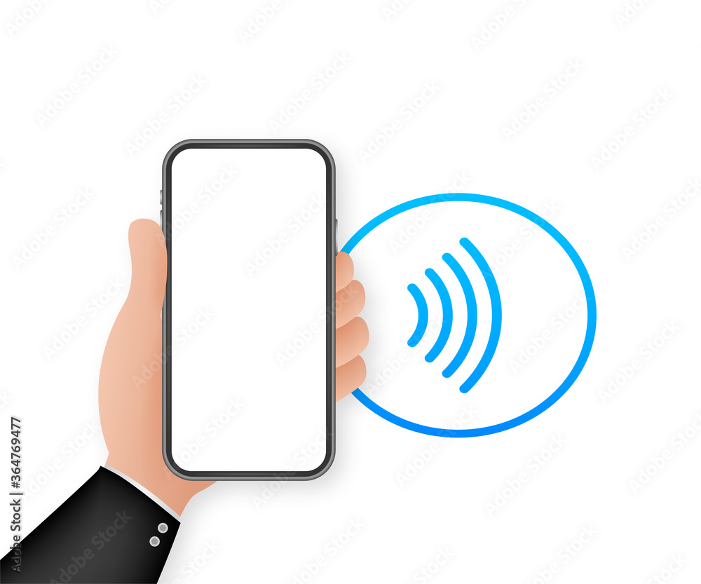 Contactless wireless pay sign logo. NFC technology. Vector stock ...