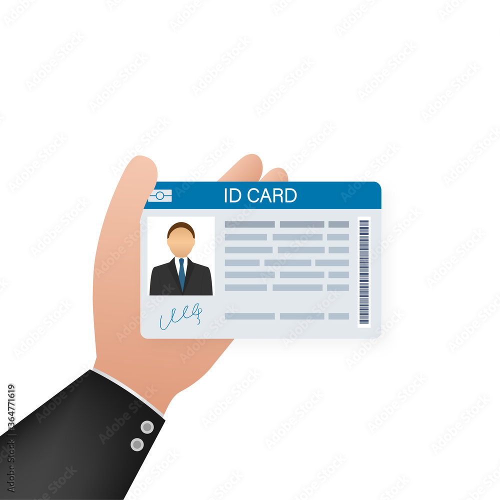 ID Card on white background. Flat design style. Vector illustration ...
