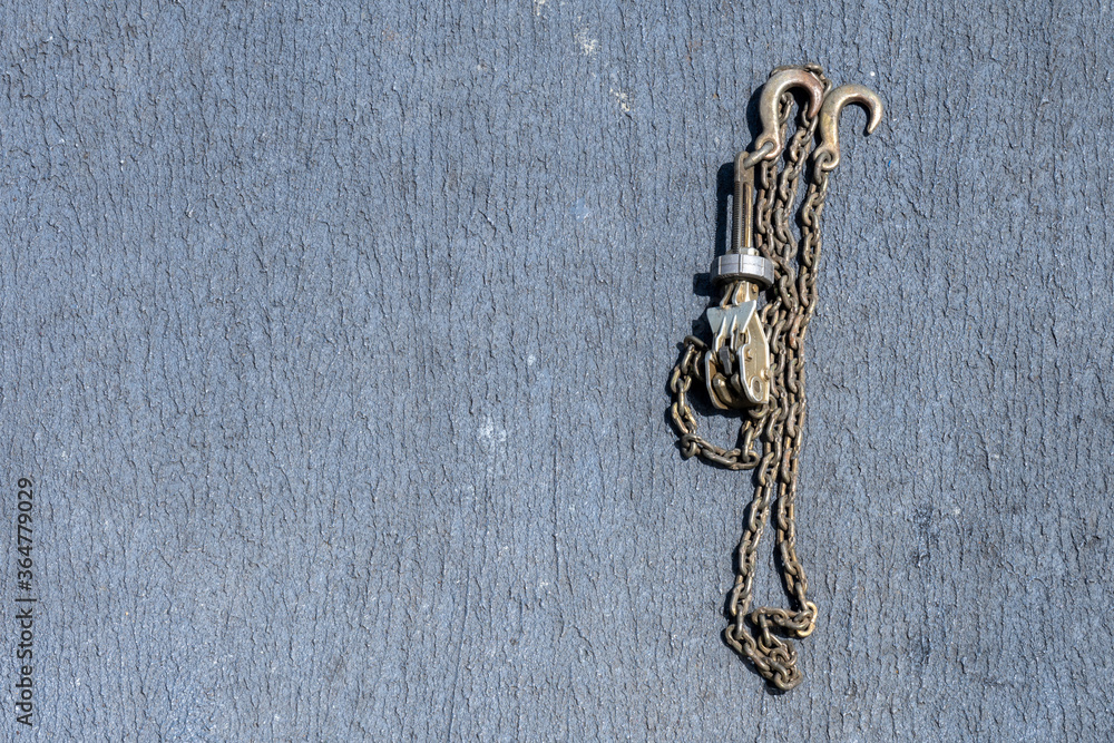 Chalks and chains use for tie down helicopter and aircraft to the ...