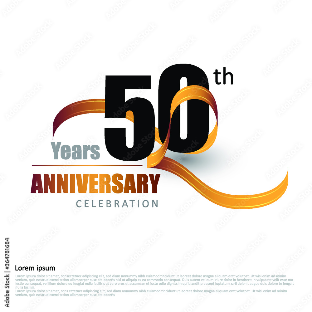 50 years anniversary logo template with ribbon. Poster template for ...