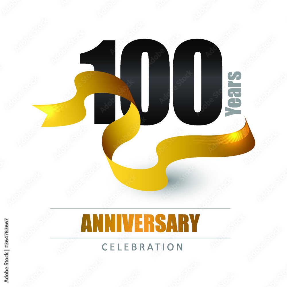 100 years anniversary logo template with ribbon. Poster template for ...