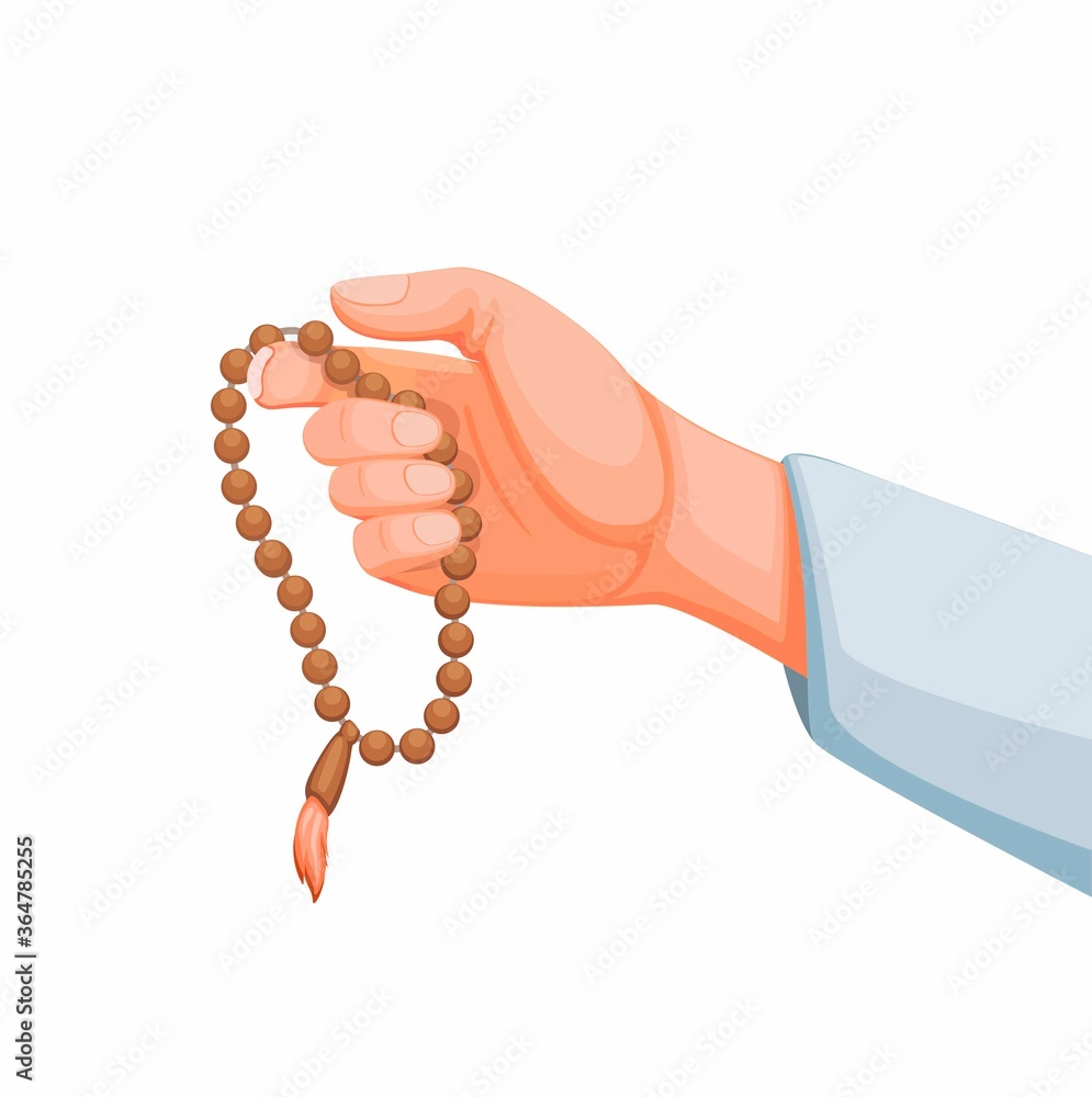 muslim holding prayer beads aka tasbih counting tool for zikr in islam ...