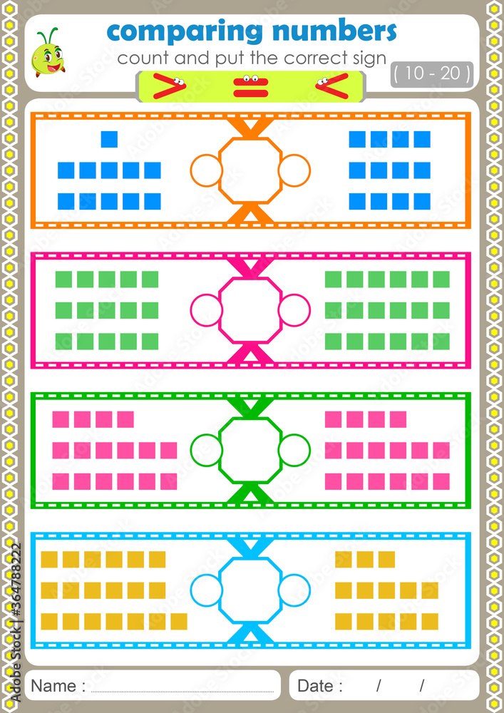 comparing numbers worksheet for education, More, less or equal ...