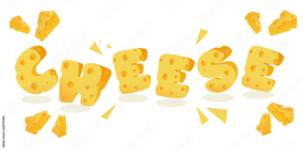 the cheese word vector of isolated on white 3D illustration for food ...