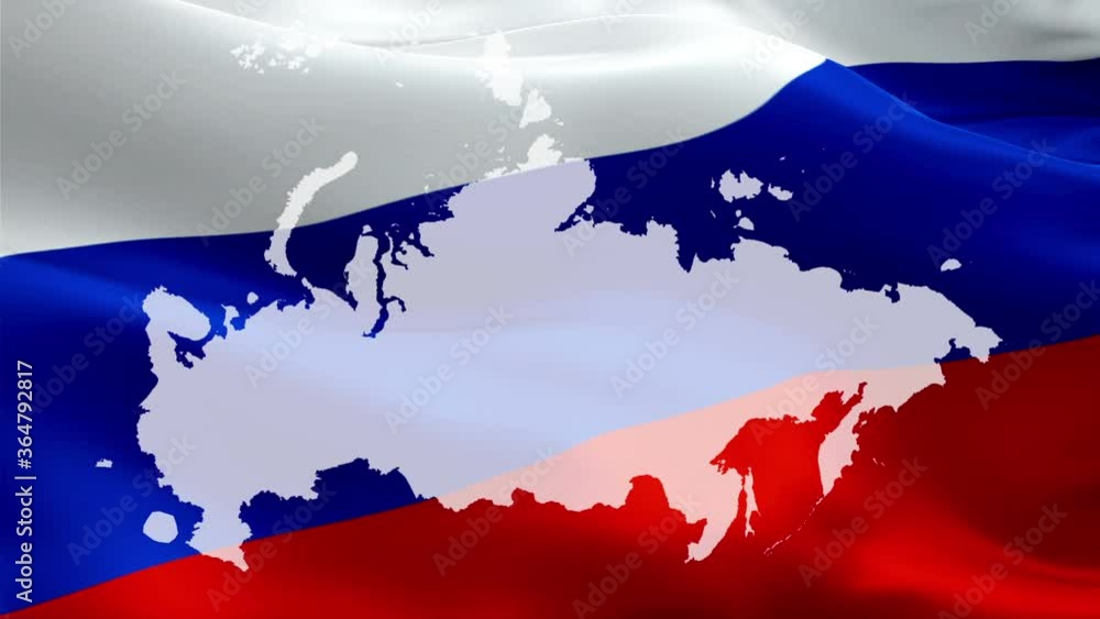 Russian Federation flag Map waving in wind video footage Full HD ...