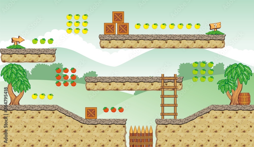 Tileset Platform for creating Game - A set of layered vector game asset ...