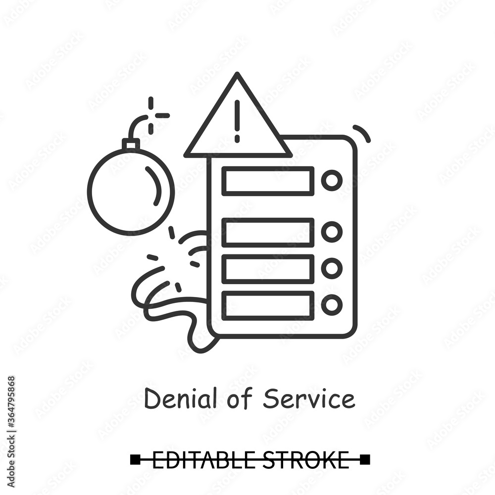 DDOS attack icon. Denial of service web site hacker attack linear ...