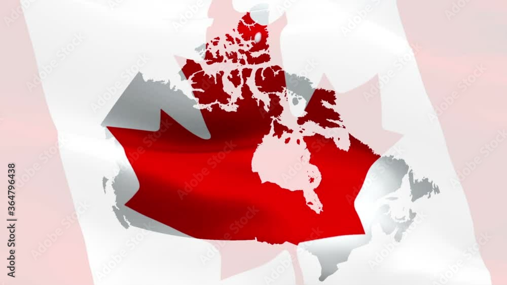 Canada map with waving Canadian flag. National 3d Canadian map flag ...