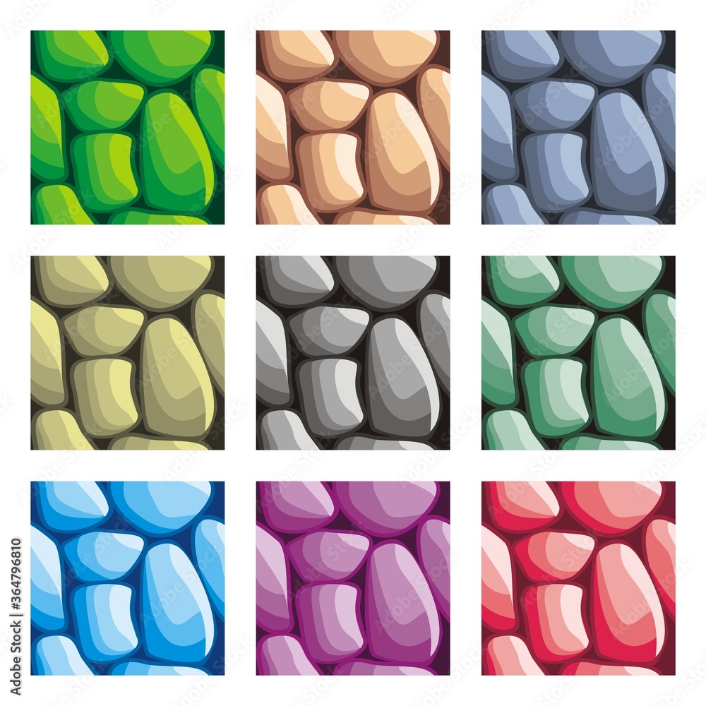 set of seamless pattern vector illustration of stone texture, in ...