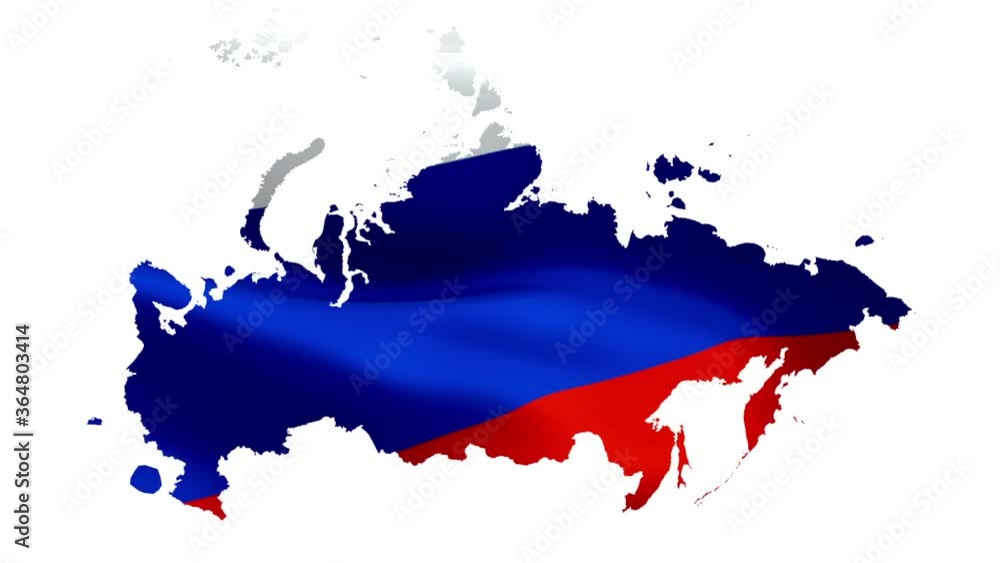 Flag Map of Russia waving flag. National 3d Russian Map waving. Sign of ...